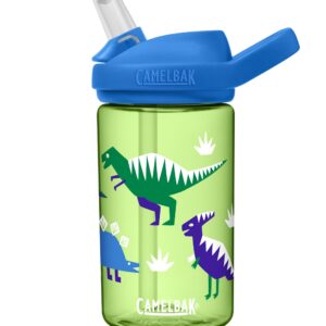 CamelBak eddy+ 14oz Kids Water Bottle with Tritan Renew – Straw Top, Leak-Proof When Closed, Hip Dinos