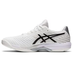 asics men's solution speed flytefoam 2 tennis shoes, 10, white/black