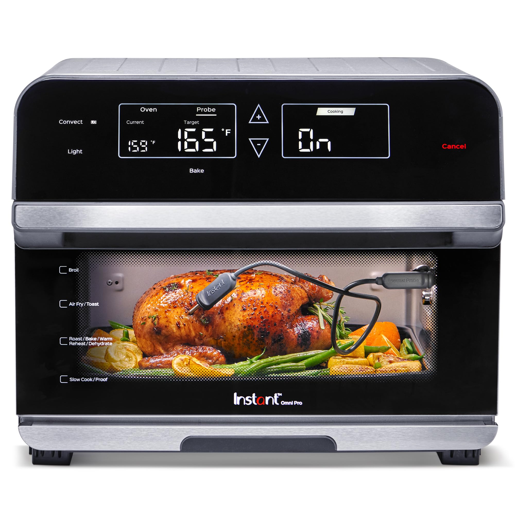 Instant Omni Pro 19QT/18L Toaster Oven Air Fryer, 14-in-1, Crisp, Broil, Bake, Roast, Rotisserie, Toast, Slow Cook, Proof, Split Cook, Temp Probe, Convection, from the Makers of Instant Pot, Black