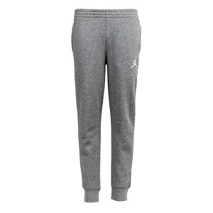 nike jumpman boy's tapered logo fleece joggers (heather grey, medium)