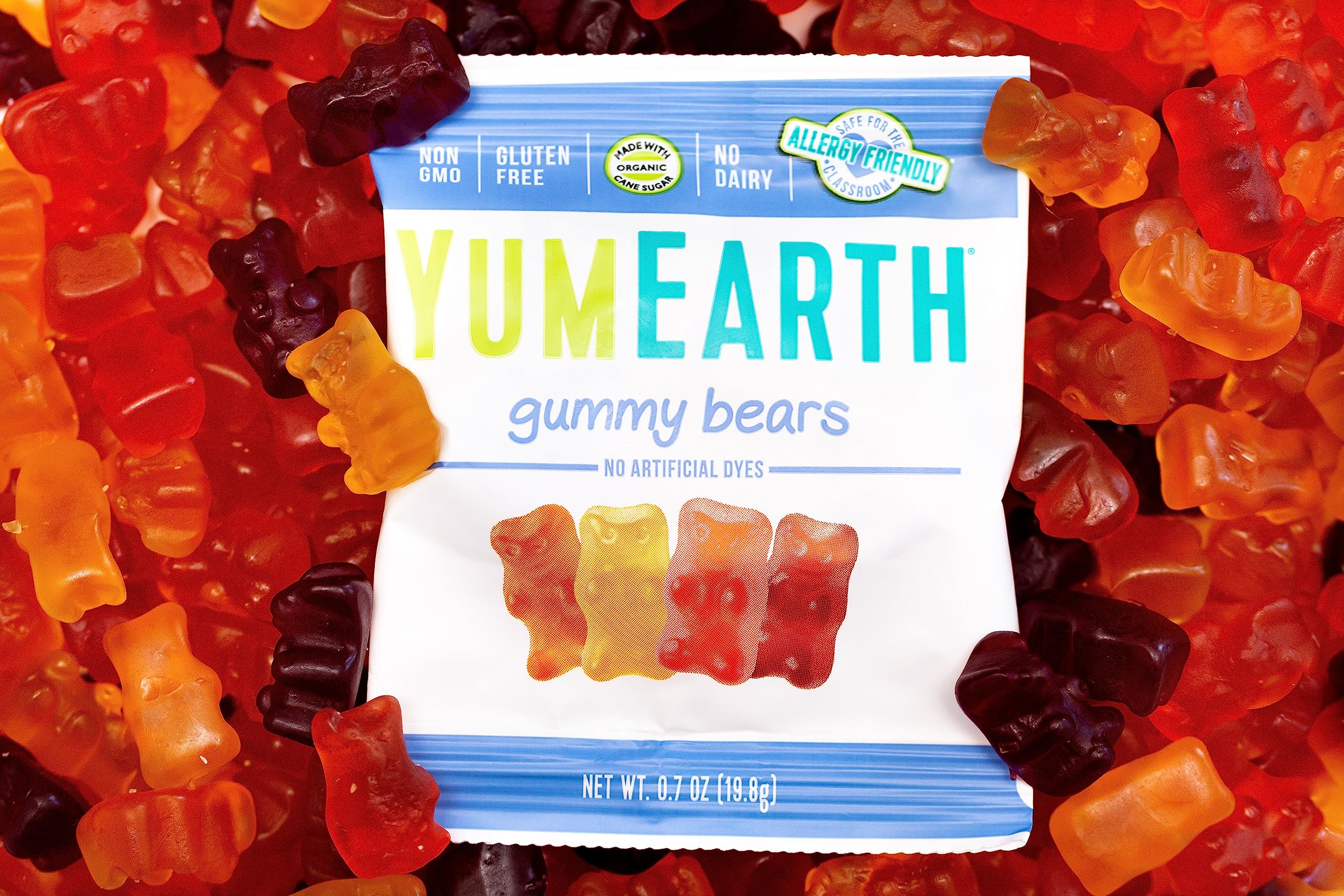 YumEarth Organic Gummy Bears - Fruity Gummy Candy Snack Packs, Gluten Free Snacks for Kids - Allergy Friendly, Non-GMO, No Artificial Flavors or Dyes - Assorted Flavors, 0.7 Oz - 15 Count (Pack of 1)