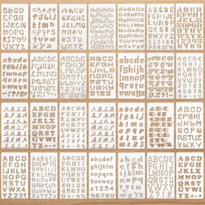 28 pieces letter and number stencils reusable plastic letter stencils alphabet journal stencils font templates for notebook, diary, scrapbook, diy drawing template on wood glass door holiday decor