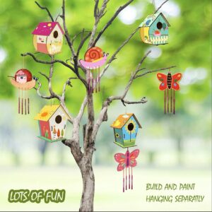 HOME COMPOSER 4 Pack DIY Bird House Wind Chime Kits for Children to Build and Paint, Wooden Arts and Crafts for Kids Girls Boys Toddlers Ages 8-12 4-6 6-8, Paint Kit Includes Paints & Brushes