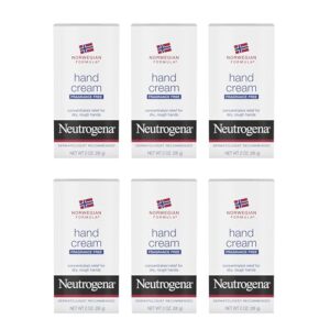 neutrogena norwegian formula moisturizing hand cream formulated with glycerin for dry, rough hands, fragrance-free intensive hand lotion, 2 oz, pack of 6