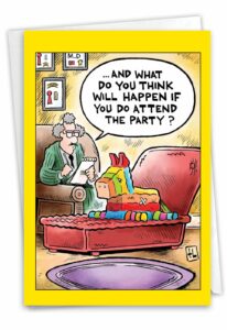 nobleworks - 1 funny birthday card cartoons - hilarious comic humor, notecard with envelope - pinata therapy c9325bdg