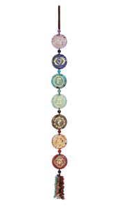 jovivi chakra stones hanging ornament 7 chakra symbol healing crystals hanging tassels wall hanger for yoga meditation window car crystal decor home indoor christmas decoration