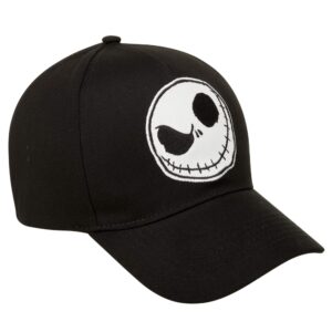 disney men’s nightmare before christmas hat – jack skellington baseball cap, dad hat, size one size, jack skellington black