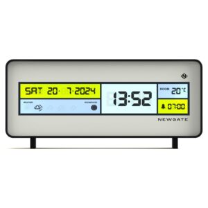 newgate® futurama modern lcd alarm clock - bedside clock - desk clock - digital clock - digital alarm clock - bedroom accessories - lcd display - office clock - 12/24hr display - white