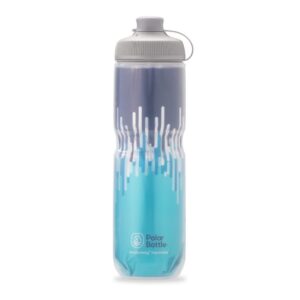 polar bottle - zipper - 24oz muck, slate blue & turquoise - insulated water bottle - ideal for your mountain bike adventure - keeps water cooler longer, fits most bike bottle cages