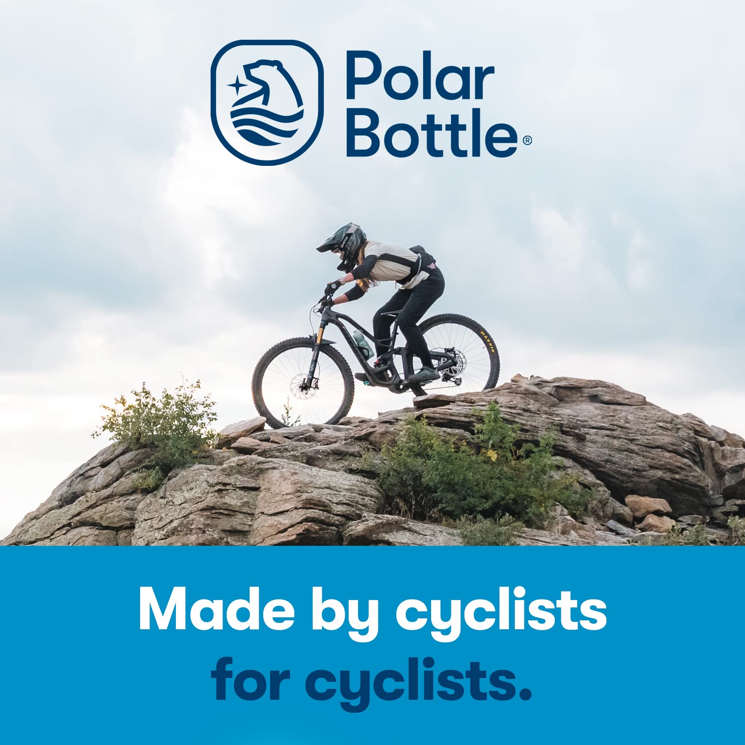 Polar Bottle - Zipper - 24oz Muck, Slate Blue & Turquoise - Insulated Water Bottle - Ideal for Your Mountain Bike Adventure - Keeps Water Cooler Longer, Fits Most Bike Bottle Cages