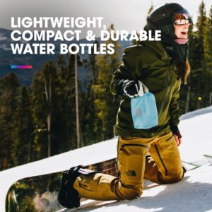 HydraPak Stow (500ml, 17oz) - Collapsible Water Bottle - Ultralight & Packable Travel Bottle, Flexible Ski, Hike, Bike or Climb Squeeze Flask - Mammoth Grey