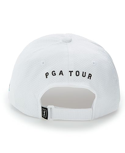 PGA TOUR Men's Standard Mesh Golf Hat, Bright White, One Size