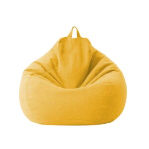 bean bag chair cover for kids and adults, sturdy zipper beanbag case, sack bean bag, zipper storage beanbag (no filler) for organizing children plush toys lazy sofa chairs (yellow, s)