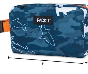 PackIt Freezable Snack Box, Camo Shark, Built with EcoFreeze Technology, Collapsible, Reusable, Zip Closure with Buckle Handle, Great for Fresh Snacks on the go