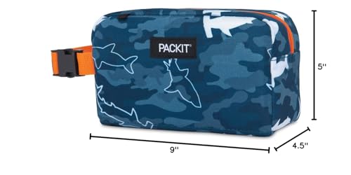 PackIt Freezable Snack Box, Camo Shark, Built with EcoFreeze Technology, Collapsible, Reusable, Zip Closure with Buckle Handle, Great for Fresh Snacks on the go