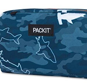 PackIt Freezable Snack Box, Camo Shark, Built with EcoFreeze Technology, Collapsible, Reusable, Zip Closure with Buckle Handle, Great for Fresh Snacks on the go