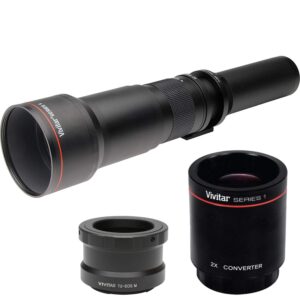 high-power 650mm-2600mm f/8 manual telephoto lens for canon digital eos rebel eos-m, eos m2, eos m5, eos m6, eos m6 mark ii, eos m10, eos m50, eos m50 ii, eos m100, eos m200 cameras