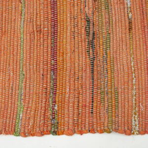 Chardin home Jute & Rust Cotton Rags Runner Rug. Boho Farmhouse Country Home Decor Long Rug Reversible mat | 2x5 feet Orange/Jute