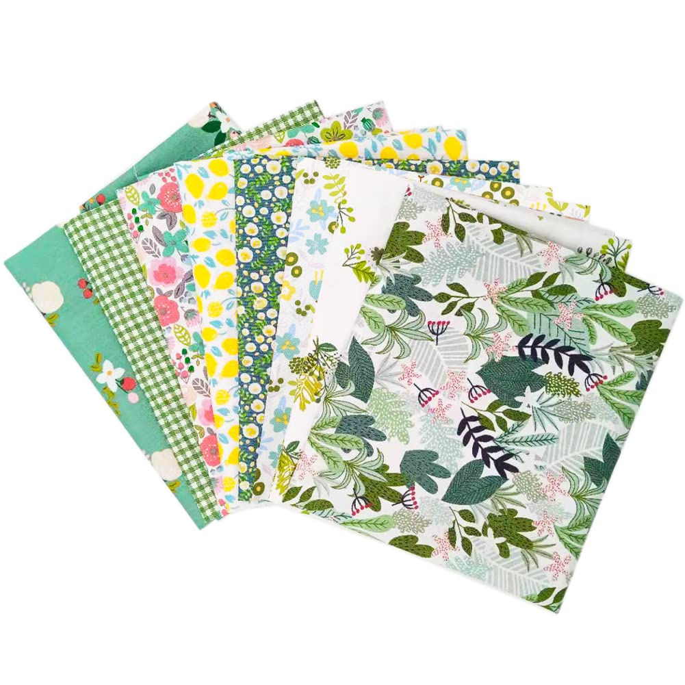 ZGXY Fabric, 8 pcs/lot Fat Quarter Fabric Bundles 100% Cotton 20" x 20" (50cm x 50cm) Quilting Cotton Craft Fabric Pre-Cut Squares Sheets for Patchwork Sewing Quilting Crafting, Floral Pattern