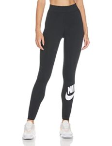 nike sportswear essential women's high-waisted leggings (medium, black/white)