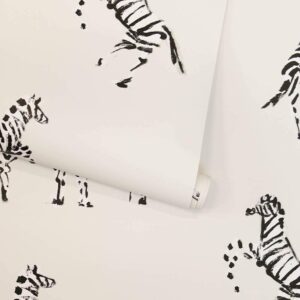 Novogratz x Tempaper Waverly White Zebras in Love Removable Peel and Stick Wallpaper, 20.5 in X 16.5 ft, Made in the USA