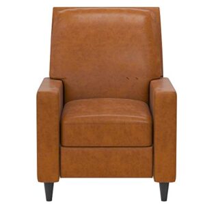 novogratz lana pushback, living room accent chair, camel faux leather recliner (da2025109n)