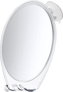 honeybull shower mirror fogless for shaving - with suction, razor holder for shower & swivel, small mirror, shower accessories, bathroom mirror, holds 2 razors (extra-large white)