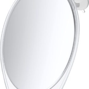 HONEYBULL Shower Mirror Fogless for Shaving - with Suction, Razor Holder for Shower & Swivel, Small Mirror, Shower Accessories, Bathroom Mirror, Holds 2 Razors (Extra-Large White)