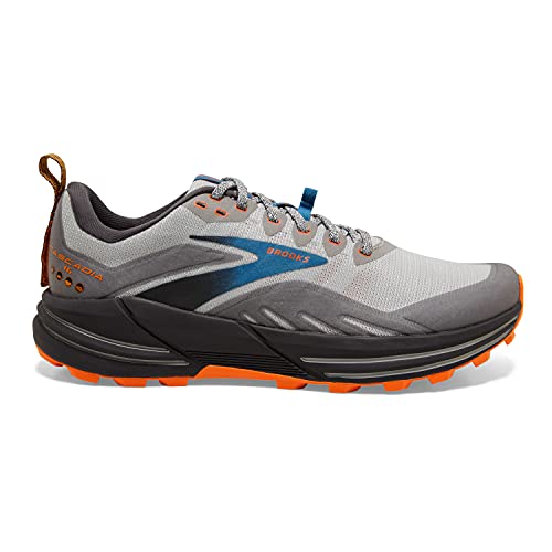 Brooks Men's Cascadia 16 Trail Running Shoe - Oyster Mushroom/Alloy/Orange - 11 Medium