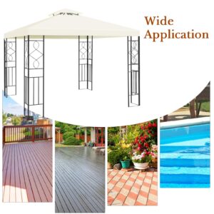 Tangkula 10 x 10FT 2-Tier Patio Gazebo, Outdoor Canopy Gazebo Tent with Vented Double Roof, Powder Coated Steel Structure, Sun Shading Gazebo Canopy Shelter for Home, Patio, Backyard, Garden (Beige)