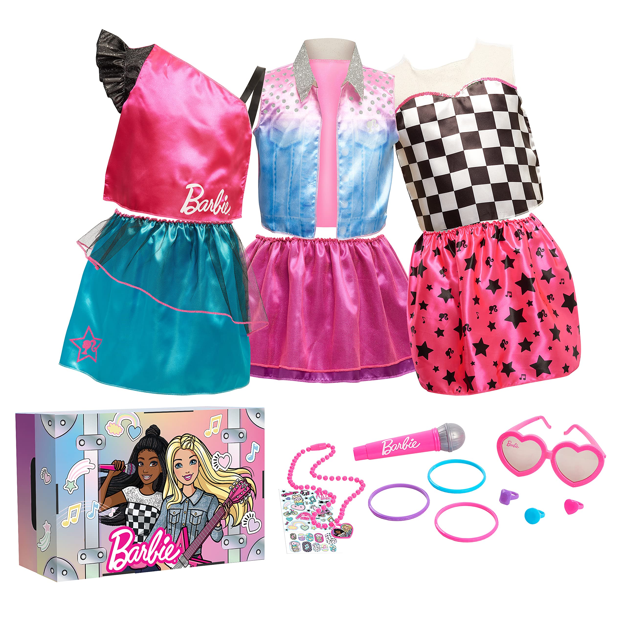 Barbie Dress Up Trunk Set, 21 Fashion Accessories Included, Double Sided Skirt, Size 4-6X, Kids Toys for Ages 3 Up, Amazon Exclusive by Just Play