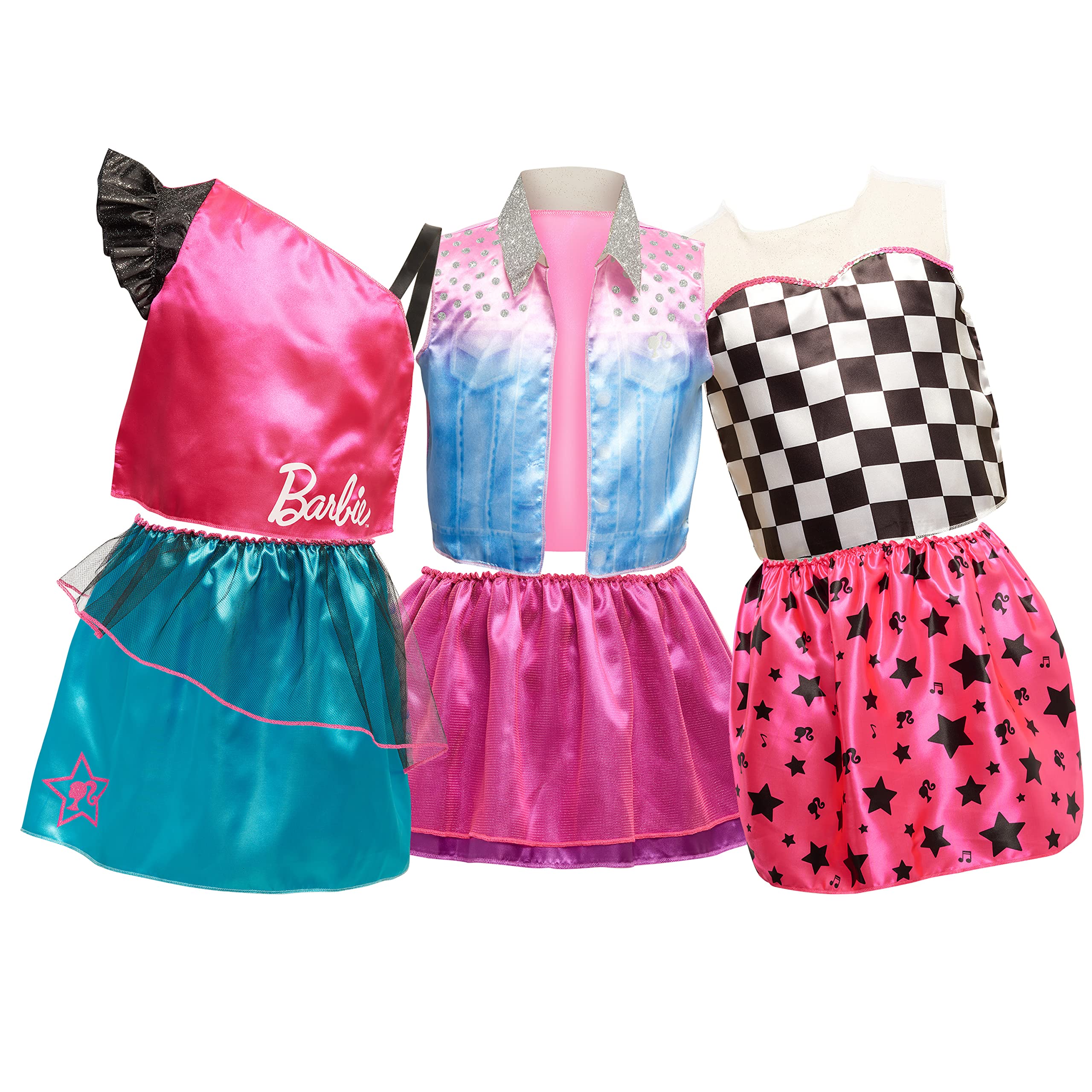 Barbie Dress Up Trunk Set, 21 Fashion Accessories Included, Double Sided Skirt, Size 4-6X, Kids Toys for Ages 3 Up, Amazon Exclusive by Just Play