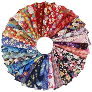 aufodara 30pcs fabric cotton crafts japanese style 20x25 cm, fabric patchwork quilt bundle, printed floral gold patterns fabrics for sewing quilting diy artcraft handwork (color-bronzing)