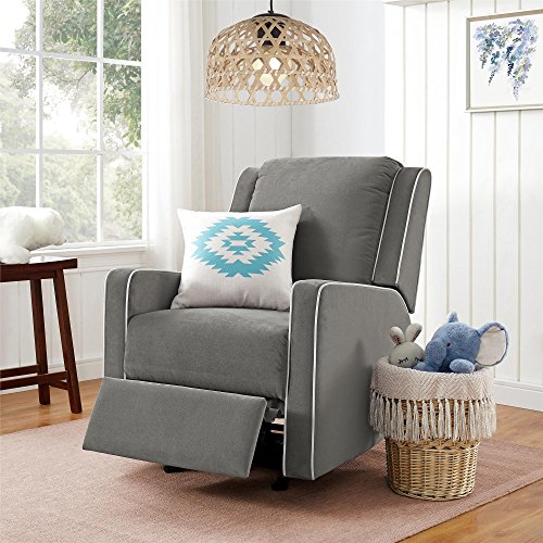 Baby Relax Paisley Rocker Recliner Chair, Pocket Coil Seating, Gray Linen