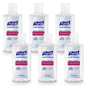 purell prime defense advanced hand sanitizer, 85%, maximum strength formula, 4 fl oz travel size bottles (pack of 6), 3499-04-ec