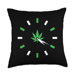 420 clock weed leaf cannabis marijuana thc stoner gift throw pillow