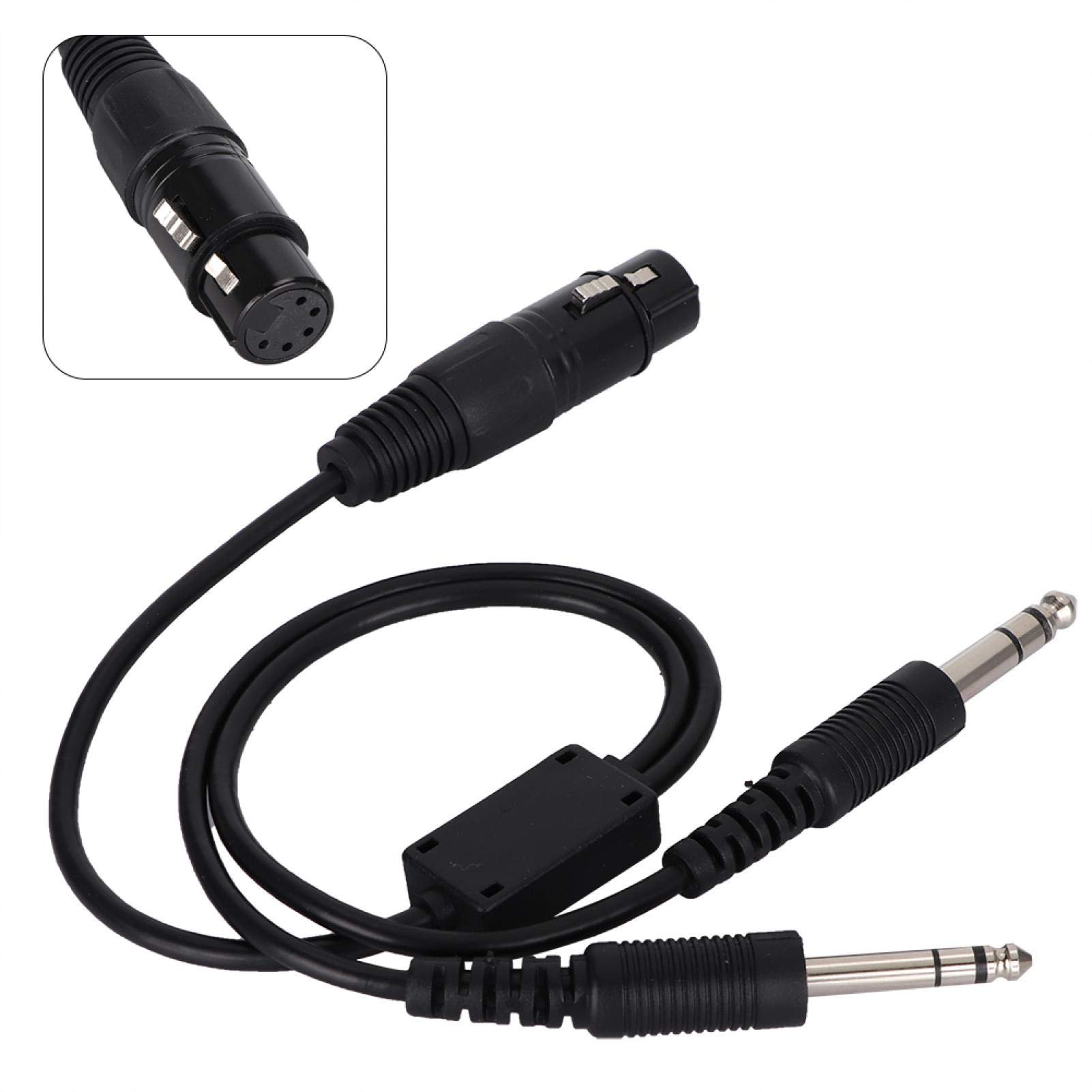 Demeras Aviation Headphone Adapter Cable for Airbus XLR to GA Dual Plug 5 Pin Headset Adapter Cable Black