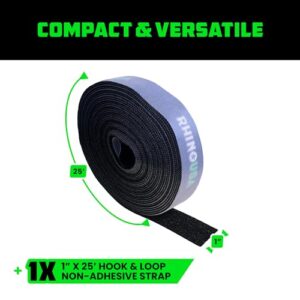 Rhino USA 1" x 25' Hook and Loop Roll - Non-Adhesive Interlocking Tape