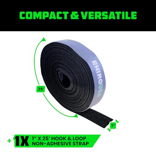 Rhino USA 1" x 25' Hook and Loop Roll - Non-Adhesive Interlocking Tape