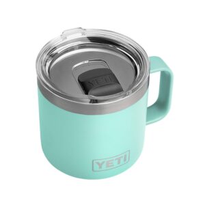 yeti rambler 14 oz mug, vacuum insulated, stainless steel with magslider lid, seafoam