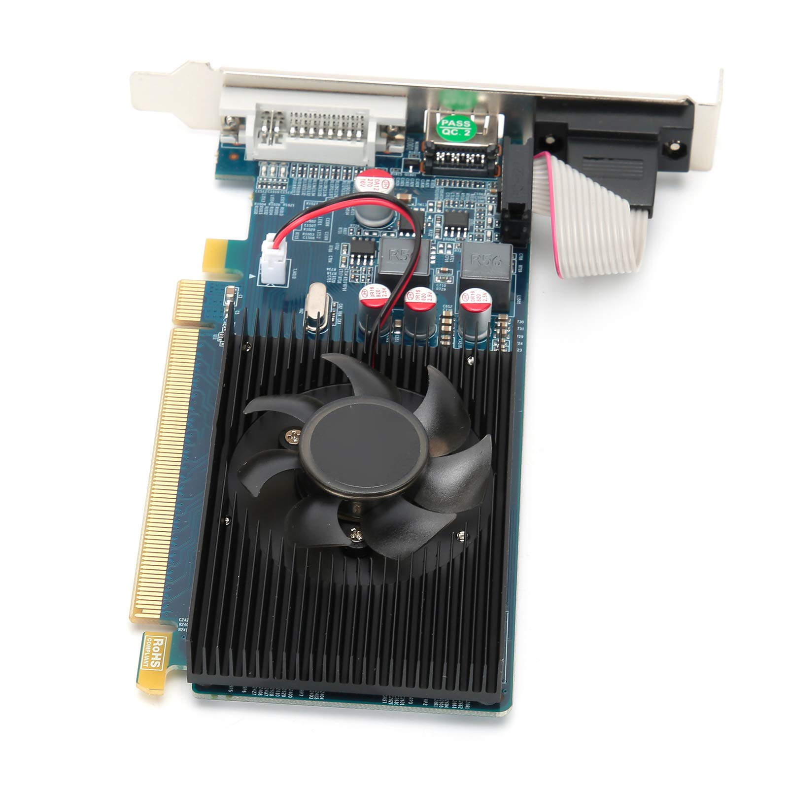 Dilwe HD7450 Computer Graphics Cards, 2G 64bit 600MHz DDR3 Graphics Cards, PCI Express 3.0 Slot for Desktop Computer