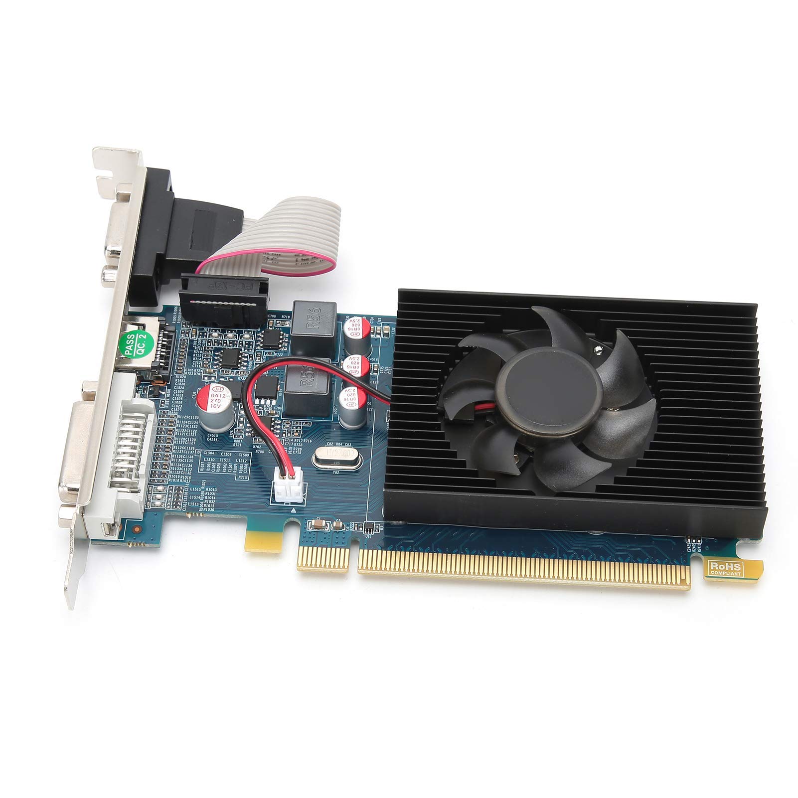 Dilwe HD7450 Computer Graphics Cards, 2G 64bit 600MHz DDR3 Graphics Cards, PCI Express 3.0 Slot for Desktop Computer