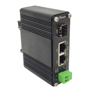 hereta gigabit industrial ethernet media converter poe+ 30w aluminum case 2 rj45 port 1 sfp port supports external sfp modules 12~48v dc input power