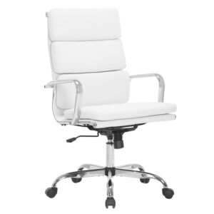 landsun executive office chair leather high back home computer desk chair with wheels and arms soft padded comfortable swivel adjustable height white…