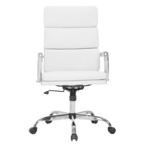 LANDSUN Executive Office Chair Leather High Back Home Computer Desk Chair with Wheels and Arms Soft Padded Comfortable Swivel Adjustable Height White…