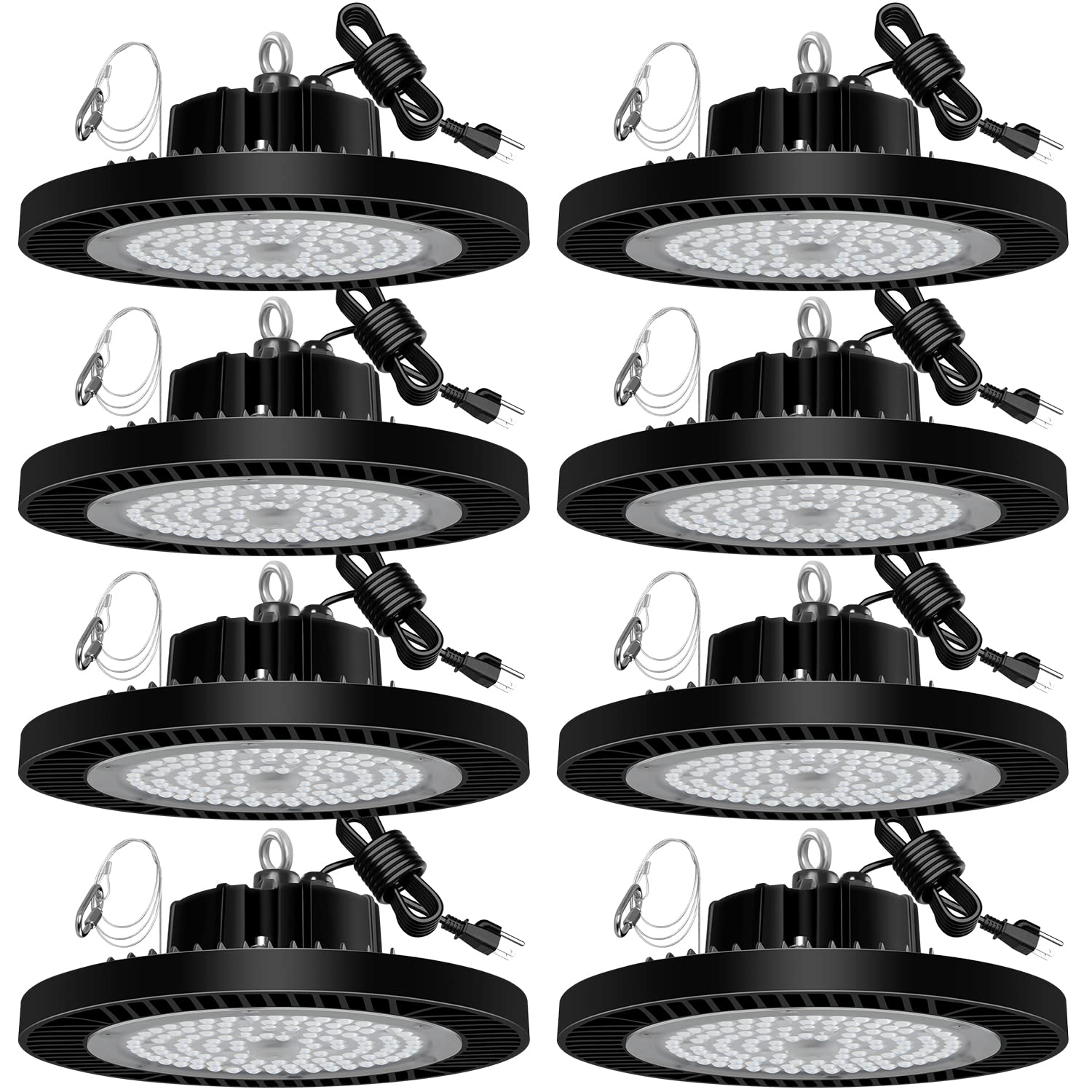 LEDMO UFO LED High Bay Lights 100W 14000lm 600W HPS/MH Replacement 5000K 100-277V Commercial Outdoor High Bay shop lights for workshop|garage|warehouse(8 Pack)