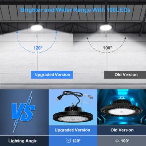 LEDMO UFO LED High Bay Lights 100W 14000lm 600W HPS/MH Replacement 5000K 100-277V Commercial Outdoor High Bay shop lights for workshop|garage|warehouse(8 Pack)