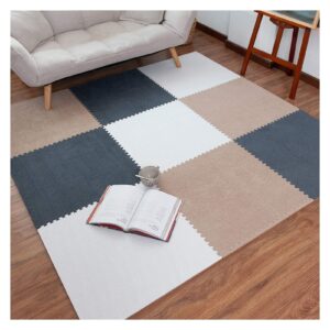 algfree carpet interlocking foam mats interlocking carpet tiles 0.6cm/1.0cm thick plush keep warm water wash foam puzzle floor for indoor outdoor,multiple sizes (color : b, size : 30x30x1.0cm-6pcs)