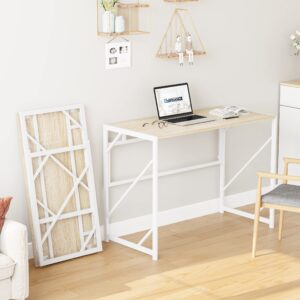 Elephance Folding Desk Writing Computer Desk for Home Office, No-Assembly Study Office Desk Foldable Table for Small Spaces