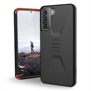 urban armor gear uag designed for samsung galaxy s21 plus case black sleek ultra-thin shock-absorbent civilian protective cover, [6.7 inch screen]